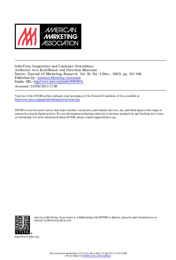 (PDF) ARIC RINDFLEISCH and CHRISTINE MOORMAN