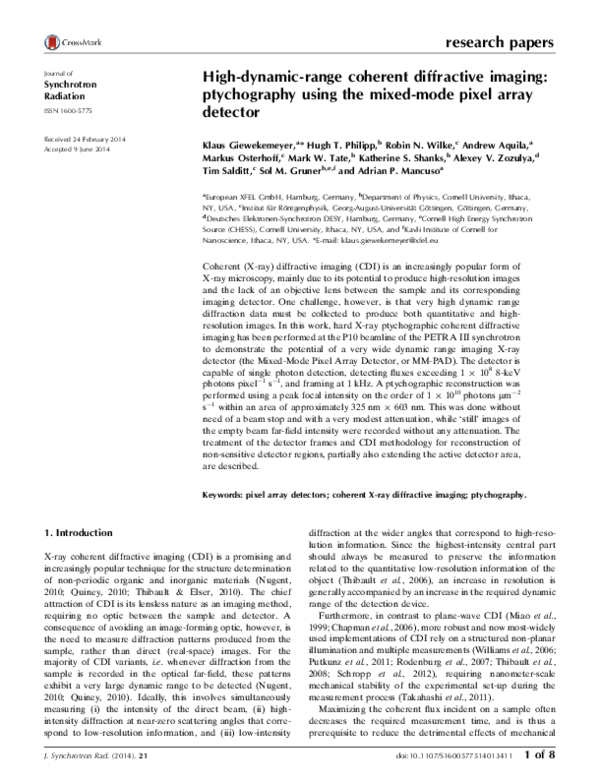 (PDF) High-dynamic-range coherent diffractive imaging: ptychography ...