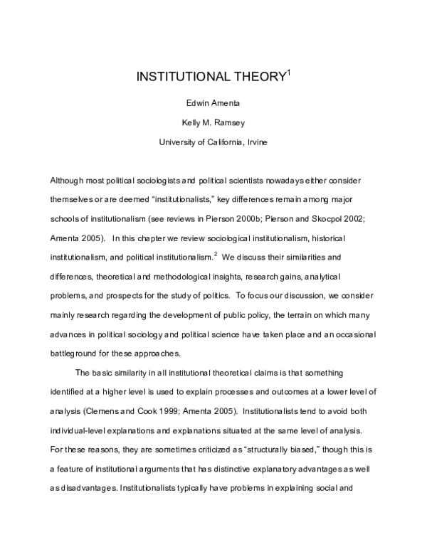 (PDF) Institutional Theory