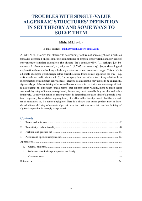 (PDF) Troubles with Single-Value Algebraic STRUCTURES’ Definition in ...