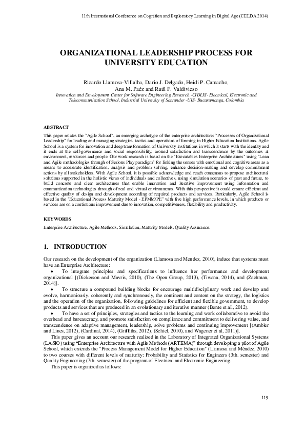 (PDF) Organizational Leadership Process for University Education