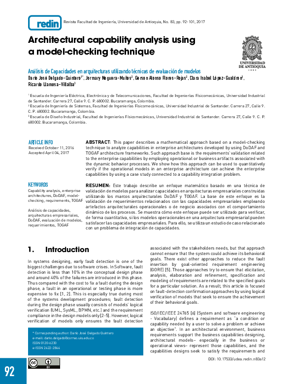 (PDF) Architectural capability analysis using a model-checking technique