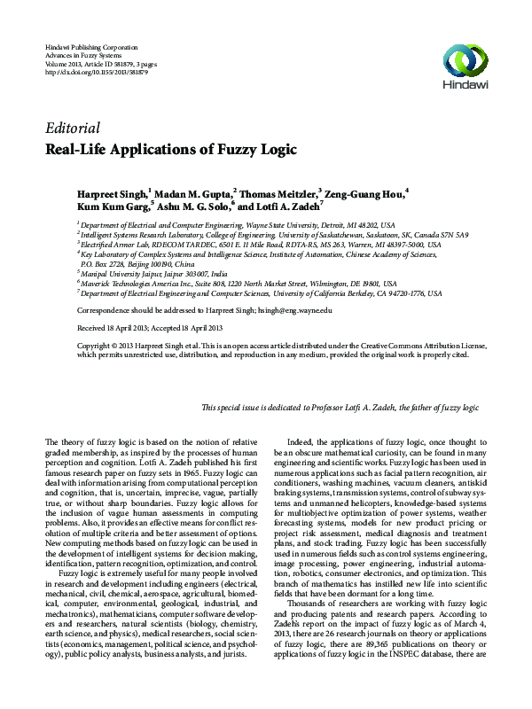 PDF Real Life Applications Of Fuzzy Logic Harpreet Singh Academia edu PDF Real Life Applications Of Fuzzy Logic Harpreet Singh Academia edu