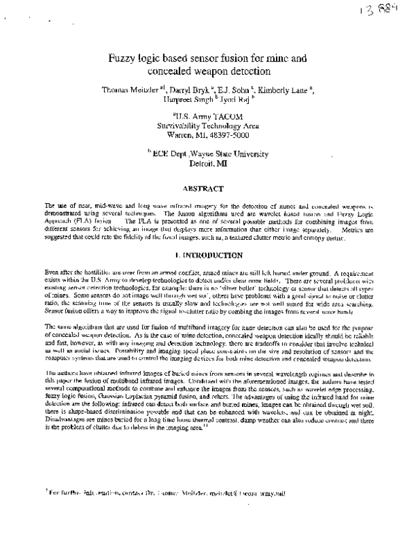 (PDF) Fuzzy-logic-based sensor fusion for mine and concealed weapon detection | Harpreet Singh ...