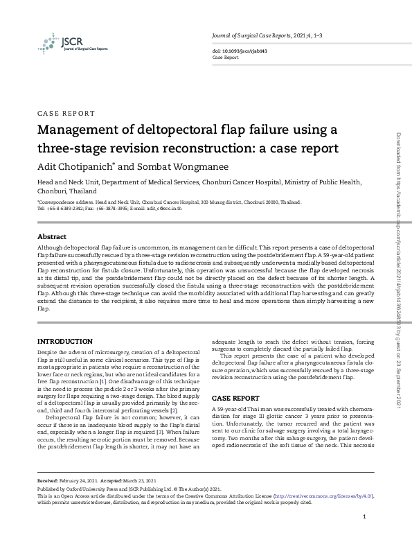 (PDF) Management of deltopectoral flap failure using a three-stage ...