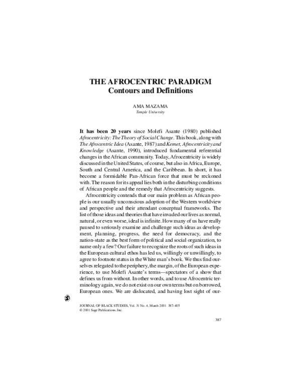 (PDF) The Afrocentric Paradigm