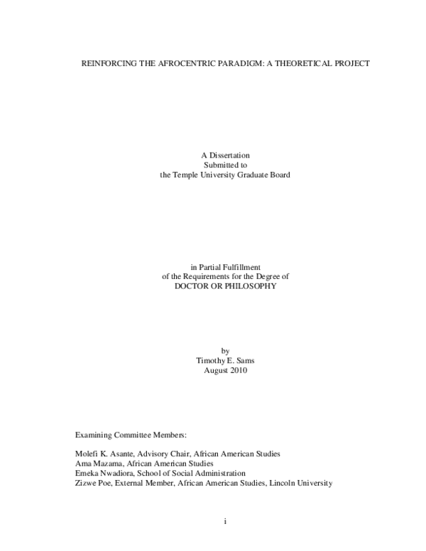 (PDF) Reinforcing The Afrocentric Paradigm: a theoretical project