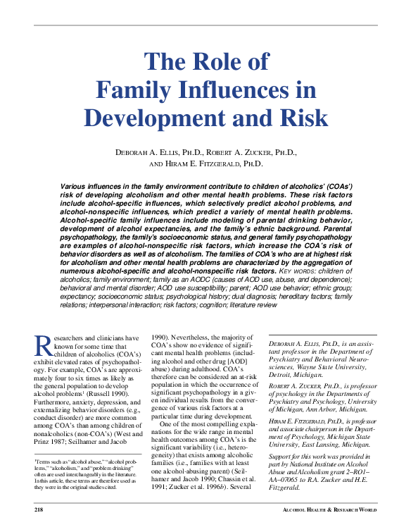 (PDF) The role of family influences in development and risk