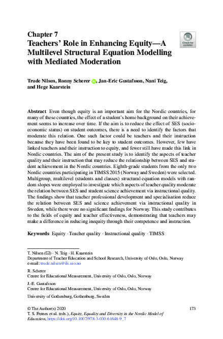 (PDF) Teachers’ Role in Enhancing Equity—A Multilevel Structural ...