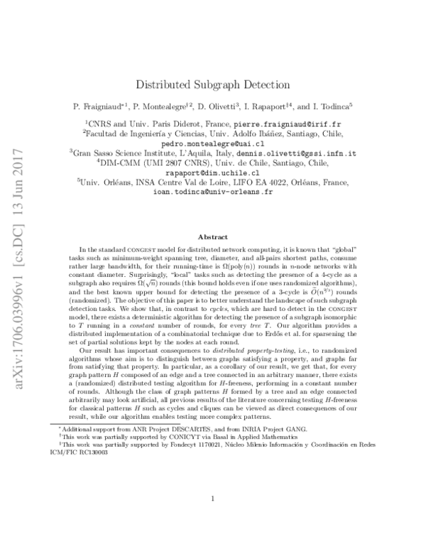 Pdf Distributed Subgraph Detection