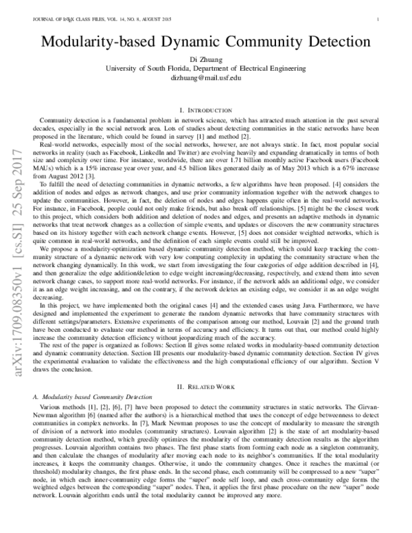 Pdf Modularity Based Dynamic Community Detection