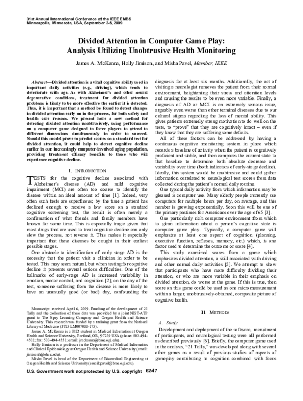 (PDF) Divided attention in computer game play: Analysis utilizing ...