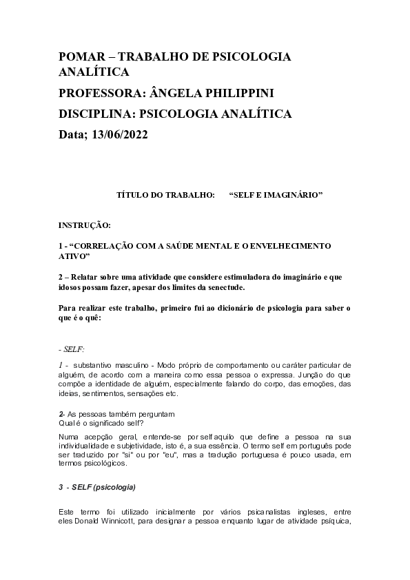 (DOC) POMAR -TRABALHO DE PSICOLOGIA ANALÍTICA PROFESSORA: ÂNGELA ...