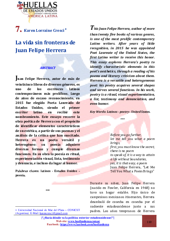 (PDF) La vida sin fronteras de Juan Felipe Herrera