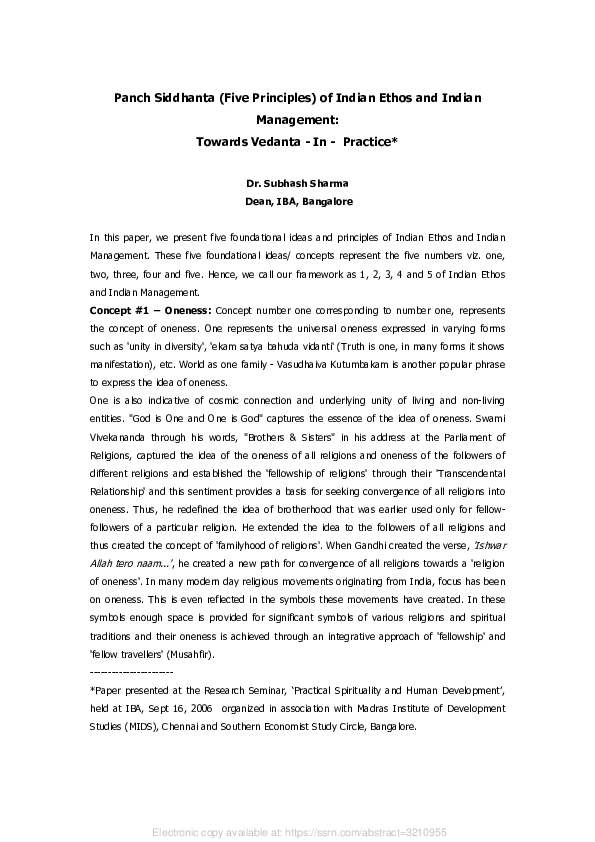 (PDF) Panch Siddhanta (Five Principles) of Indian Ethos and Indian ...