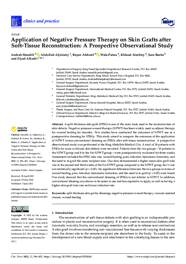 (PDF) Application of Negative Pressure Therapy on Skin Grafts after ...