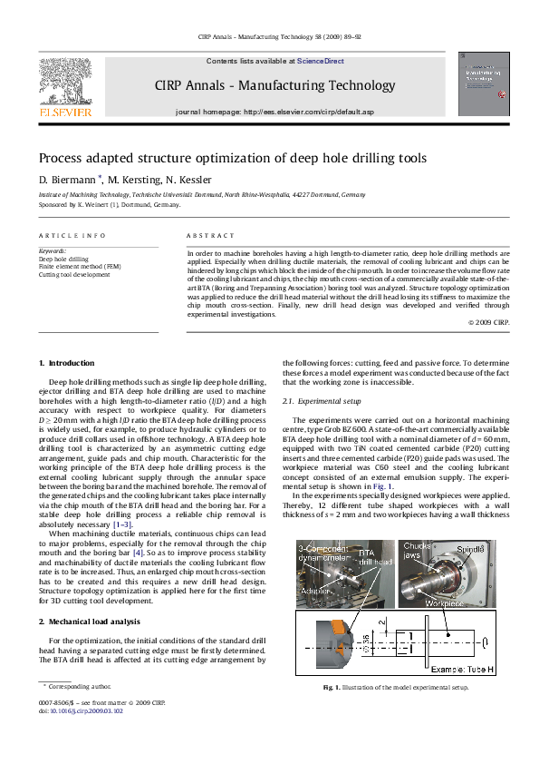 (PDF) Process adapted structure optimization of deep hole drilling tools