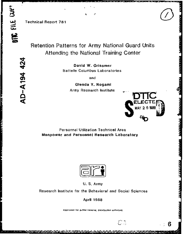 (PDF) Retention Patterns for Army National Guard Units Attending the ...