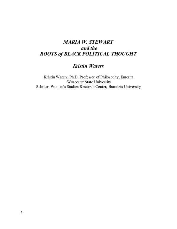 (DOC) Here's a sample from the book: Maria W. Stewart and the Roots of ...