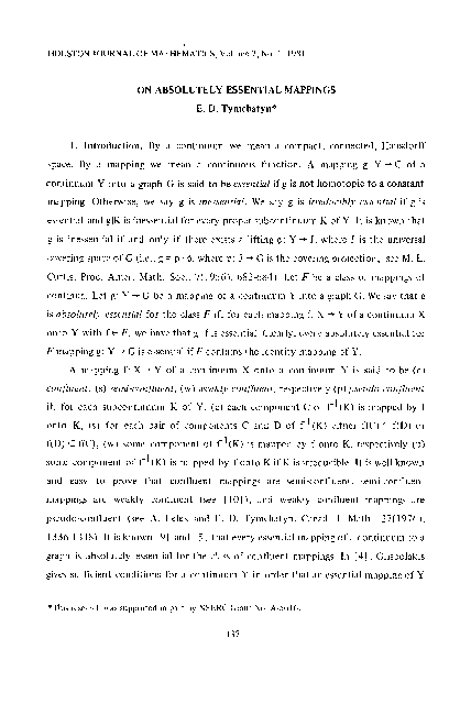 (PDF) HOUSTON JOURNAL OF MATHEMATICS, Volume 7, No. 1,1981. ON ...