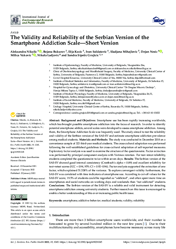 (PDF) The Validity and Reliability of the Serbian Version of the ...