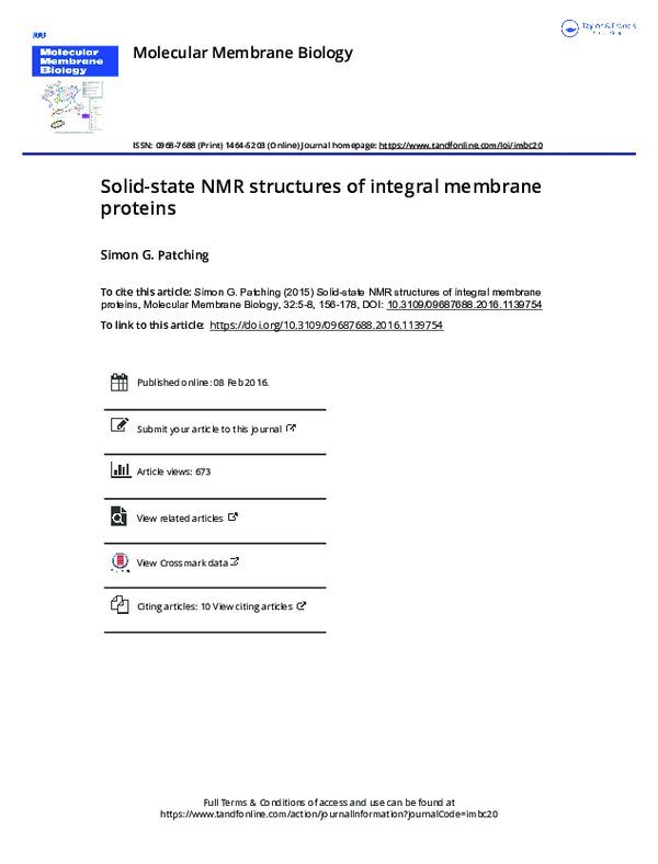(PDF) Solid-state NMR structures of integral membrane proteins