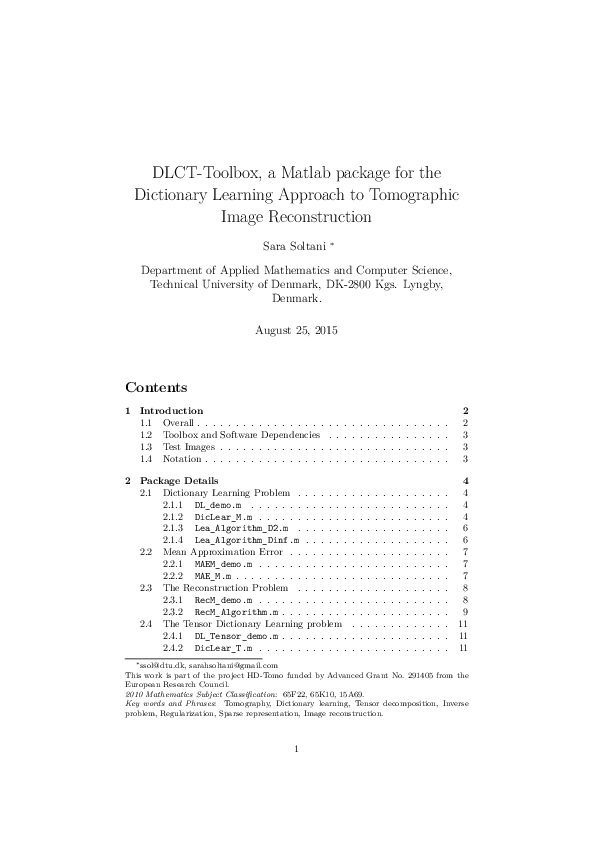 Pdf Dlct Toolbox A Matlab Package For The Dictionary Learning