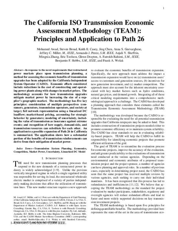(PDF) The California ISO transmission economic assessment methodology ...
