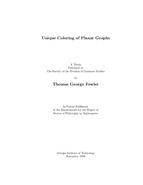 (PDF) On Unique Coloring of Planar Graphs