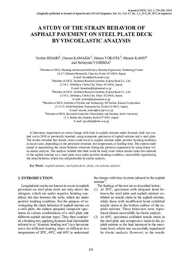 (PDF) A Study of the Strain Behavior of Asphalt Pavement on Steel Plate Deck by Viscoelastic ...