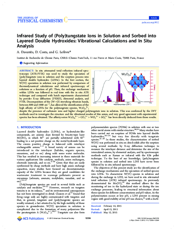 (PDF) Infrared Study of (Poly)tungstate Ions in Solution and Sorbed ...