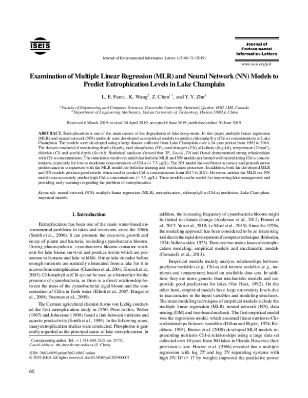 (PDF) Multiple Linear Regression (MLR) and Neural Network (NN ...
