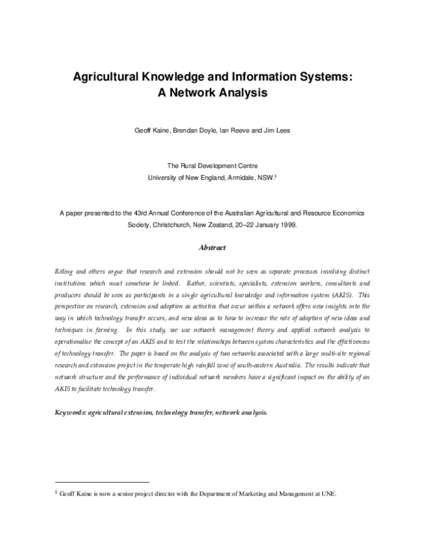 (PDF) Agricultural Knowledge and Information Systems
