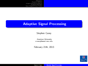 (PDF) Adaptive Signal Processing