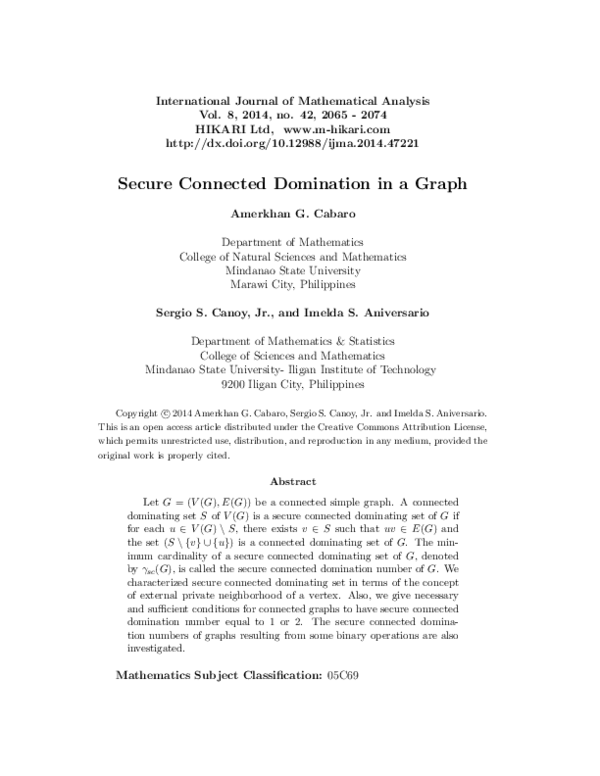 (PDF) Secure connected domination in a graph