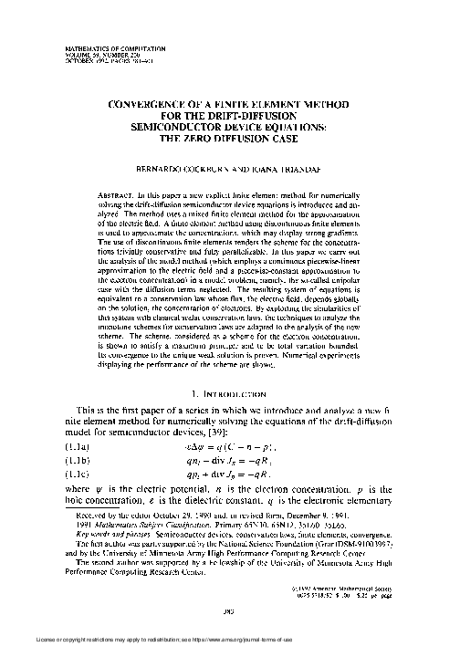 (PDF) Convergence of a finite element method for the drift-diffusion semiconductor device ...