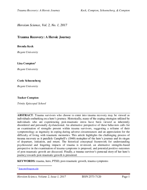 (PDF) Trauma Recovery: A Heroic Journey