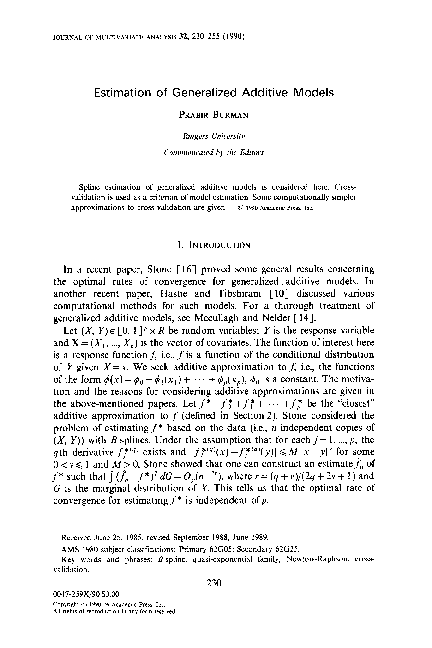(PDF) Estimation of generalized additive models