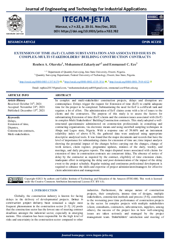 (PDF) EXTENSION OF TIME EoT CLAIMS SUBSTANTIAT