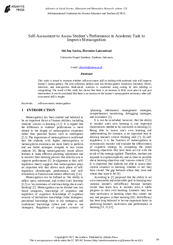 (PDF) Self-Assessment to Assess Student's Performance in Academic Task ...