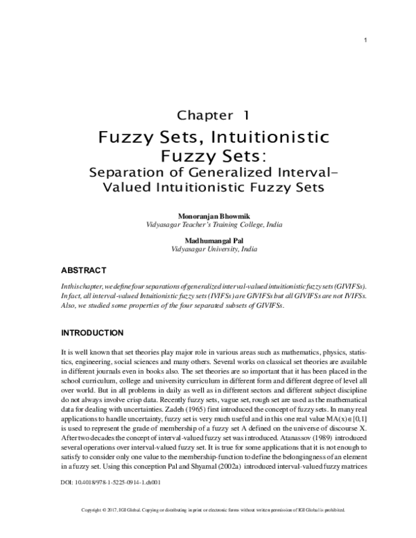 (PDF) Fuzzy Sets, Intuitionistic Fuzzy Sets