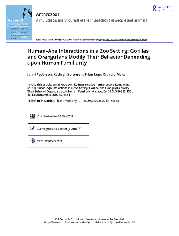 (PDF) Human–Ape Interactions in a Zoo Setting: Gorillas and Orangutans ...