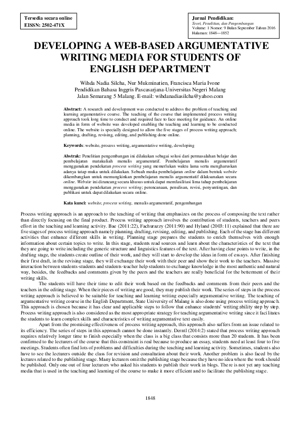 (PDF) Developing a Web-Based Argumentative Writing Media for Students of English Department