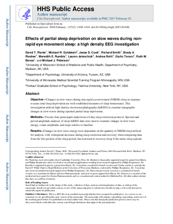 (PDF) Effects of partial sleep deprivation on slow waves during non ...