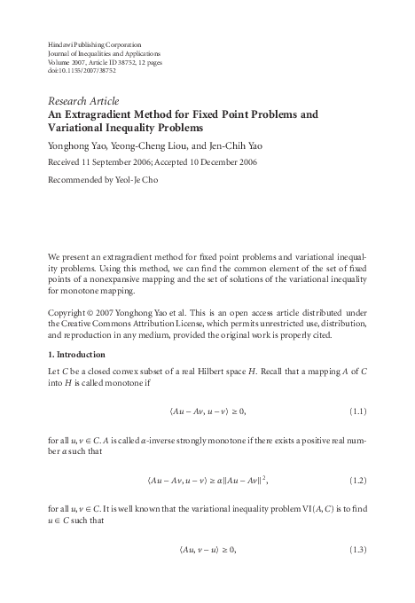 (PDF) Research Article An Extragradient Method for Fixed Point Problems and Variational ...