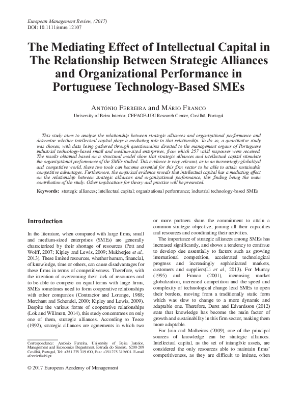 (PDF) The Mediating Effect of Intellectual Capital in The Relationship Between Strategic ...