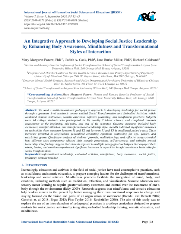 (PDF) An Integrative Approach to Developing Social Justice Leadership ...