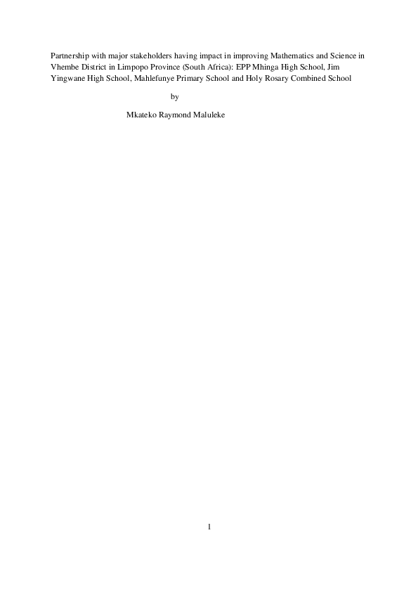 (PDF) Partnership with major stakeholders having impact in improving ...