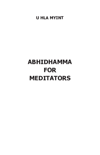 (PDF) Abhidhamma for Meditators