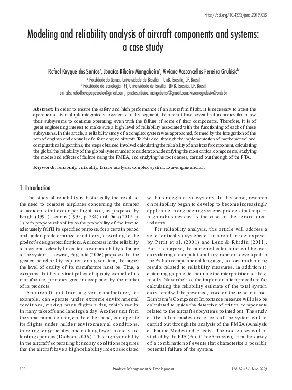 (PDF) Modeling and reliability analysis of aircraft components and ...